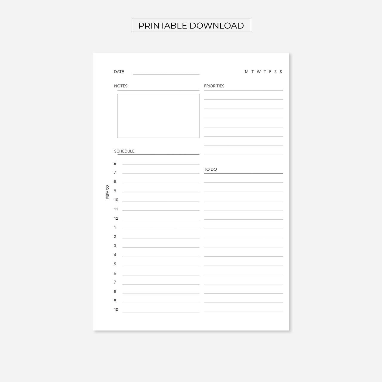 PRINTABLE Daily Planner Inserts Digital Download | Pepa Co