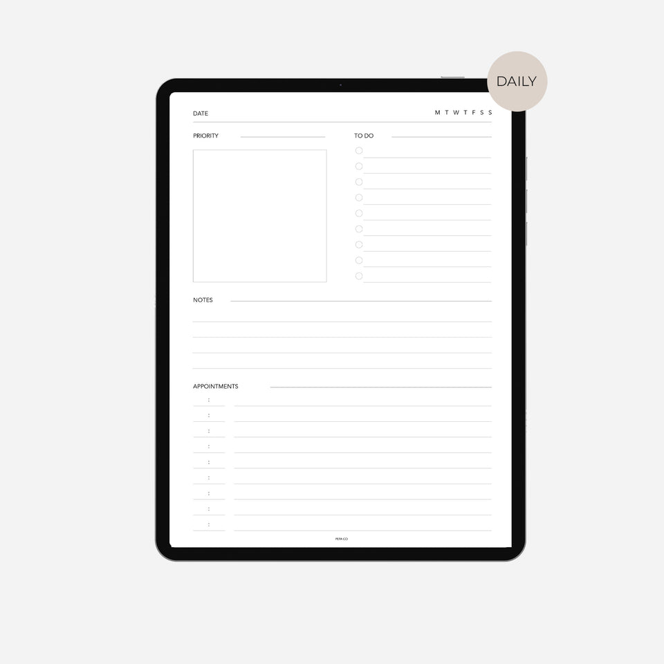 Daily To Do Digital Planner Page | Pepa Co Planners