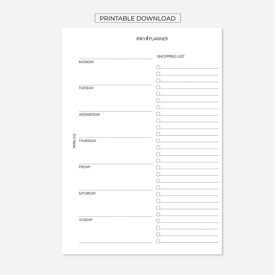 PRINTABLE Meal Plan Planner Inserts | Pepa Co